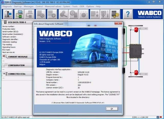 Meritor WABCO Diagnostics Kit WDI With TEBS-E v5.5 - ABS And HPB Diagn